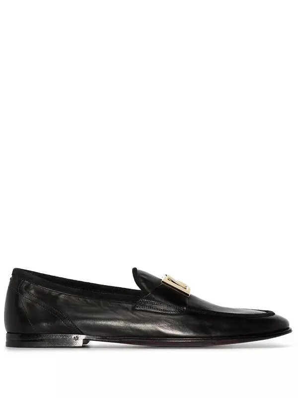 Dolce & Gabbana Dg-plaque Leather Loafers