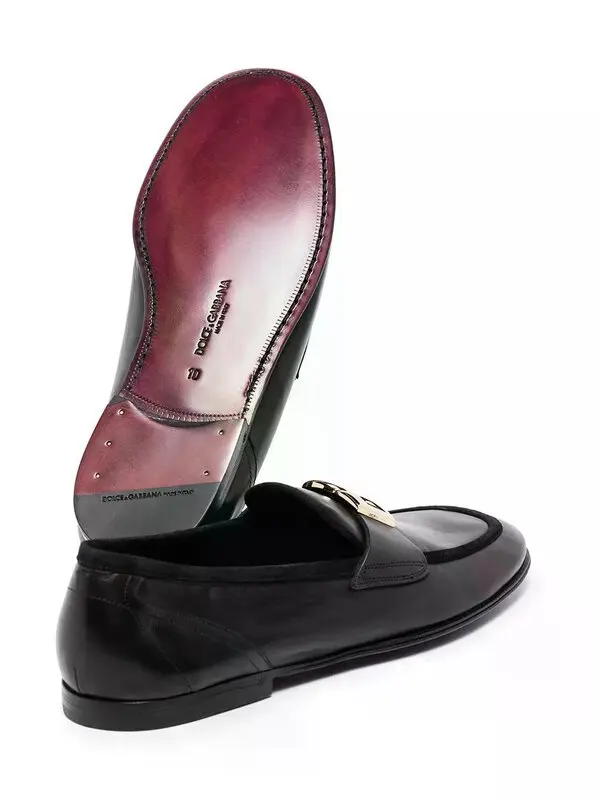 Dolce & Gabbana Dg-plaque Leather Loafers
