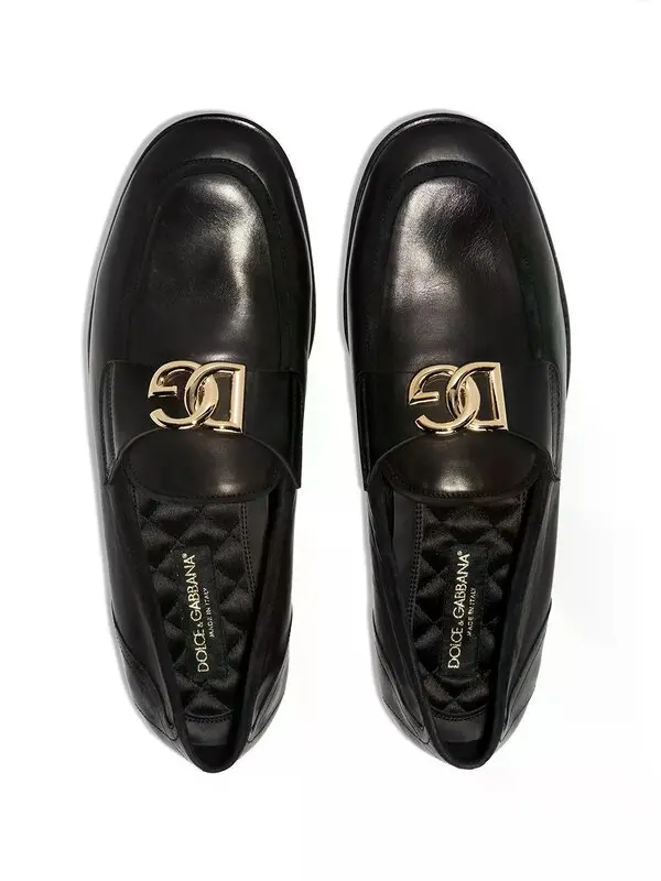 Dolce & Gabbana Dg-plaque Leather Loafers