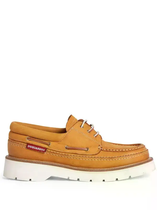 Dsquared2 Lace-up Leather Boat Shoes - Neutrals