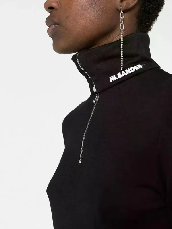 JIL SANDER Logo Print Roll Neck Knitted Top