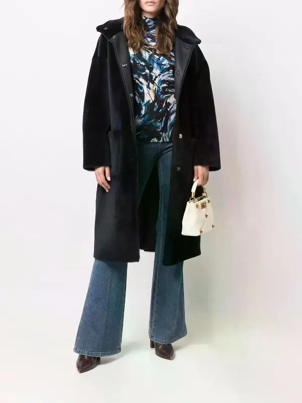LISKA Reversible Shearling Coat - Blue