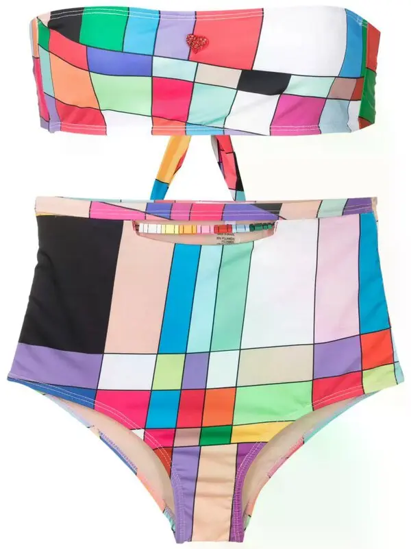 AMIR SLAMA Graphic-print Strapless Bikini Set - Multicolour