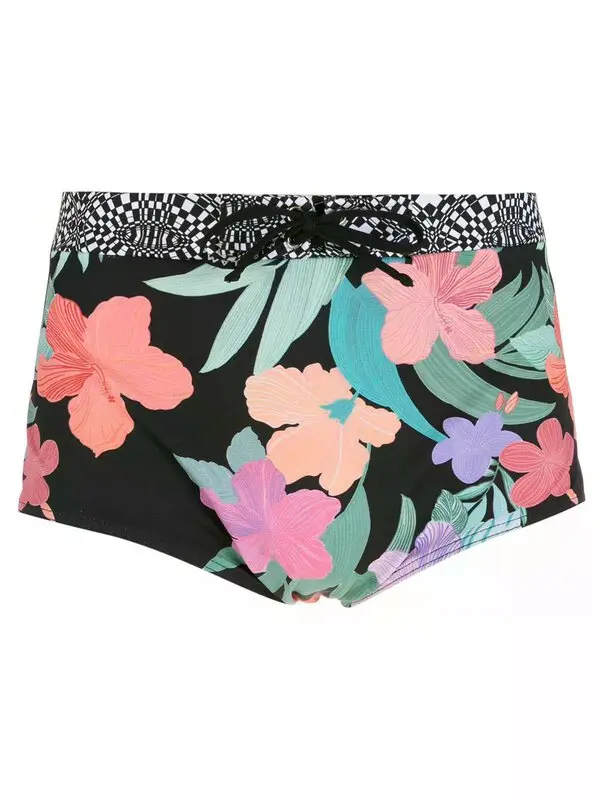 AMIR SLAMA Striped Panels Hibiscus Swimming Trunks - Multicolour