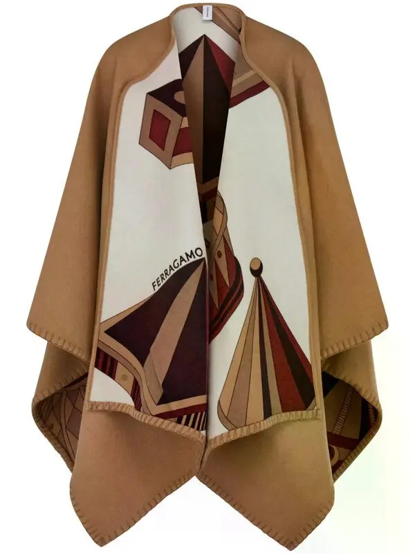 FERRAGAMO Nadir-print Reversible Cape - Red