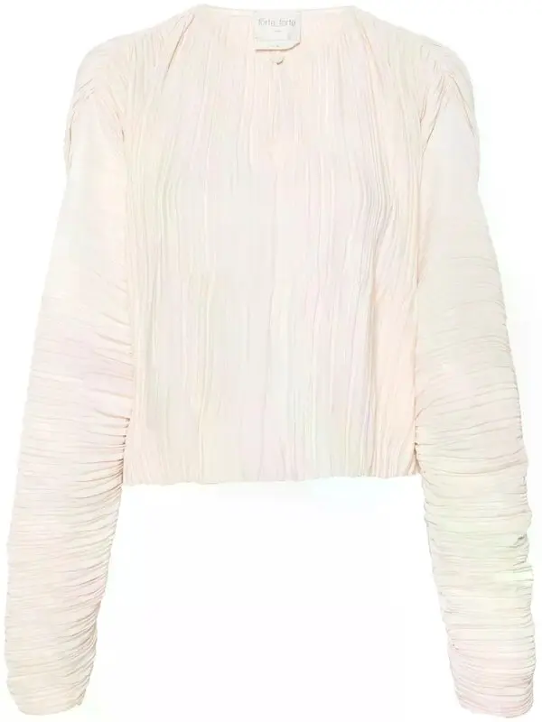 FORTE_FORTE Long-sleeve Pleated Blouse - Neutrals