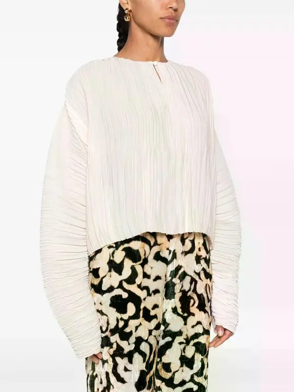 FORTE_FORTE Long-sleeve Pleated Blouse - Neutrals
