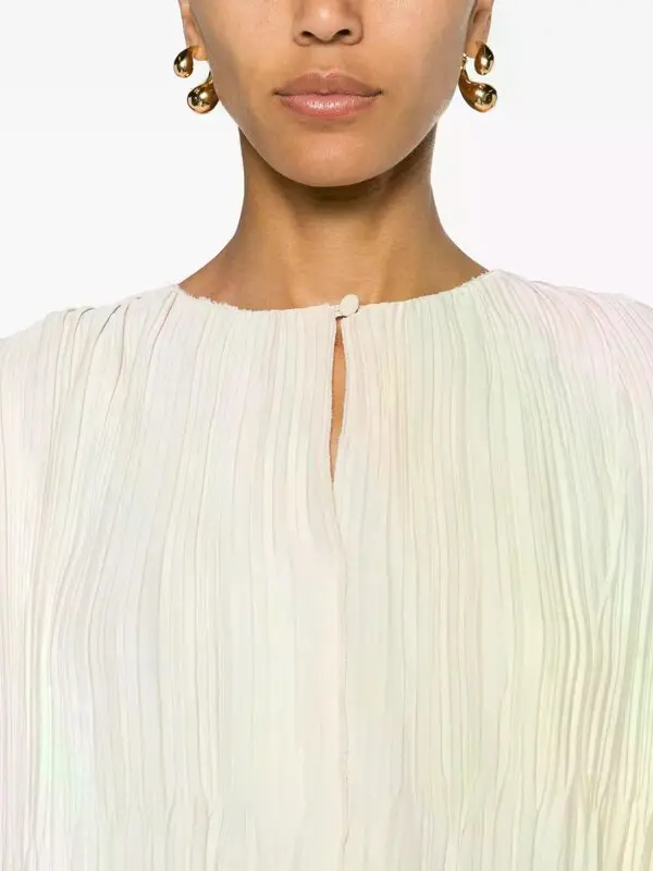 FORTE_FORTE Long-sleeve Pleated Blouse - Neutrals