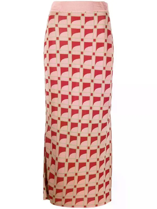 PAULA Jacquard Pencil Skirt - Pink
