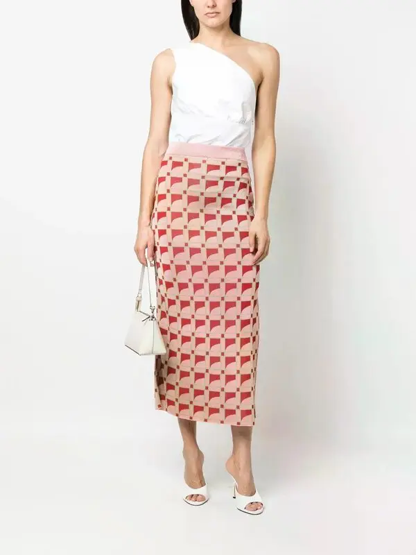 PAULA Jacquard Pencil Skirt - Pink