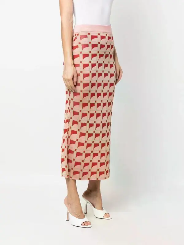PAULA Jacquard Pencil Skirt - Pink