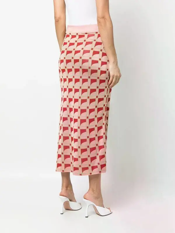 PAULA Jacquard Pencil Skirt - Pink