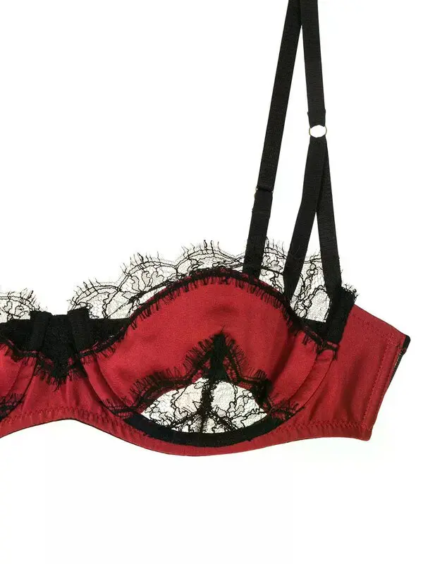 Kiki De Montparnasse Balconette Lace Silk Bra - Red
