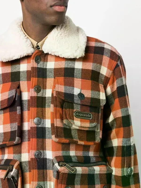 Dsquared2 Check-print Shearling Jacket