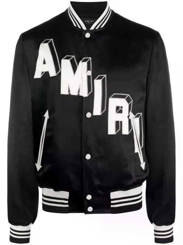 Amiri Logo-embroidered Varsity Jacket - Black