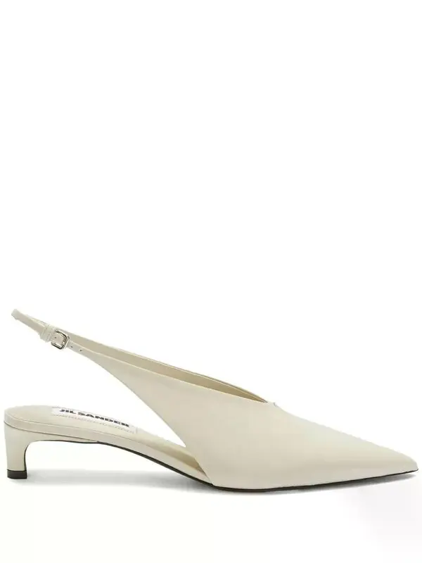 JIL SANDER Pointed-toe Leather Slingback Pumps - Neutrals