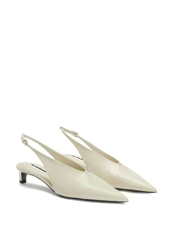 JIL SANDER Pointed-toe Leather Slingback Pumps - Neutrals