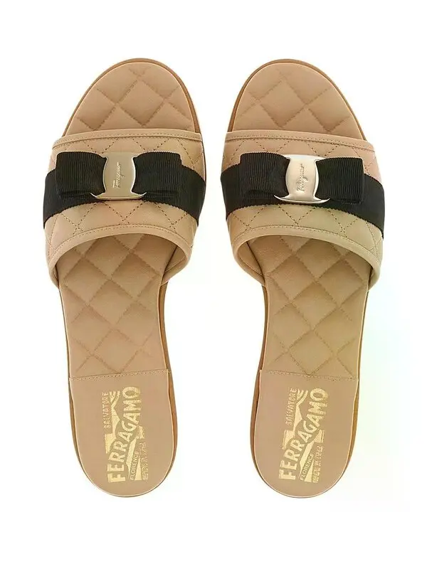 FERRAGAMO Vara Bow Quilted Slides