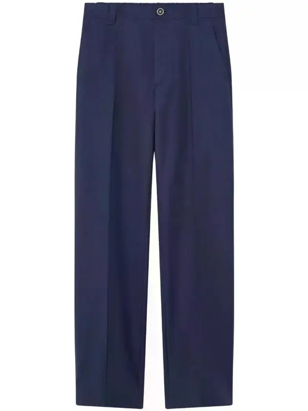 Versace Wool Tailored Trousers With Enamel Medusa Button - Blue