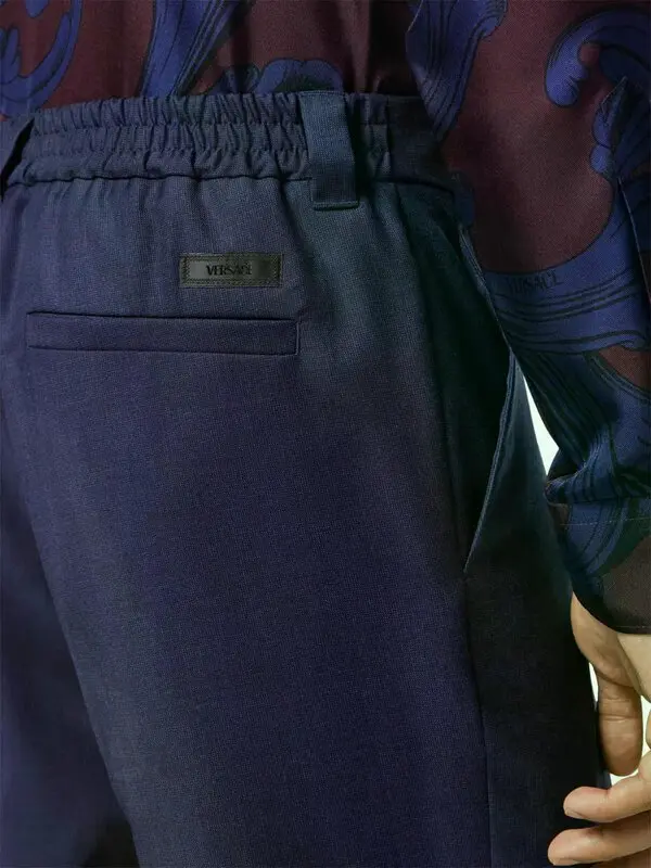 Versace Wool Tailored Trousers With Enamel Medusa Button - Blue