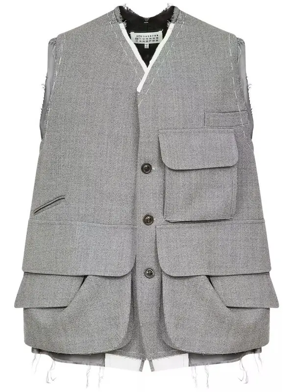 MAISON MARGIELA Wool Cargo Vest - Grey