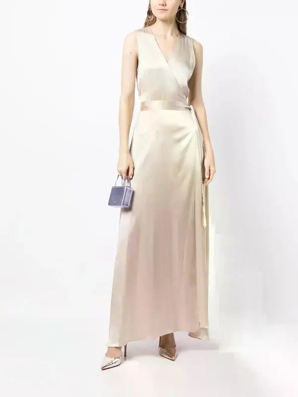 Voz Neck Wrap-style Maxi Dress - Neutrals