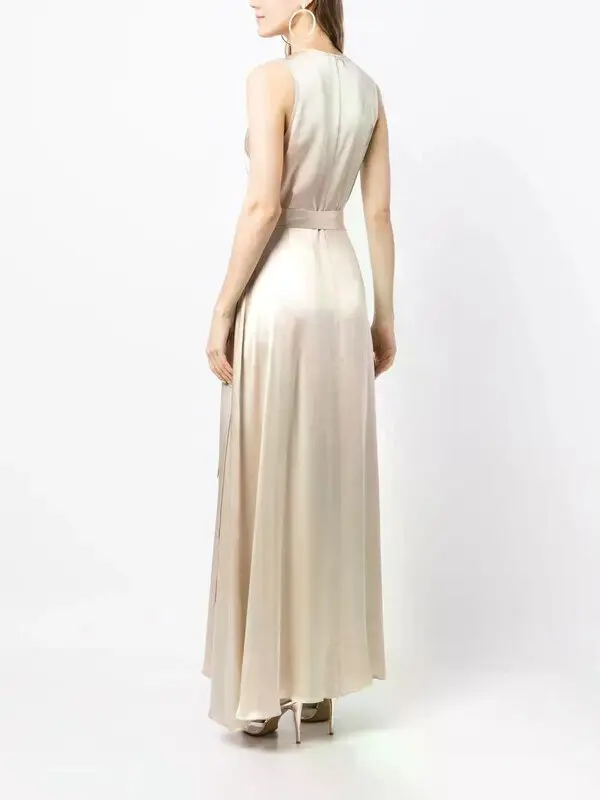 Voz Neck Wrap-style Maxi Dress - Neutrals