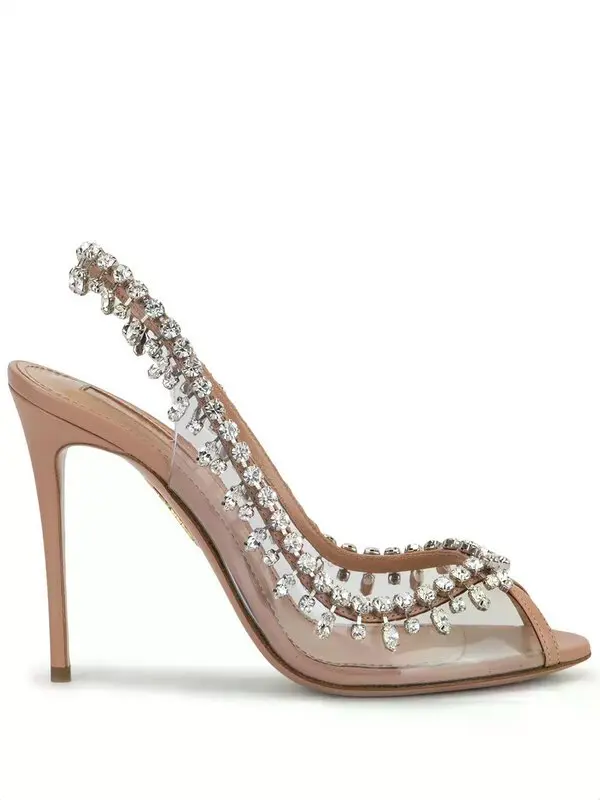 AQUAZZURA 110mm Temptation Crystal-embellished Pumps - Neutrals
