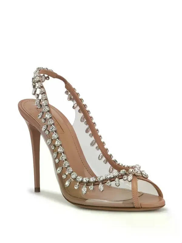 AQUAZZURA 110mm Temptation Crystal-embellished Pumps - Neutrals