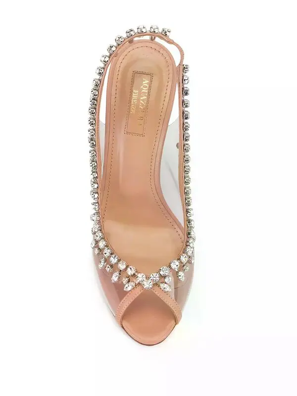 AQUAZZURA 110mm Temptation Crystal-embellished Pumps - Neutrals