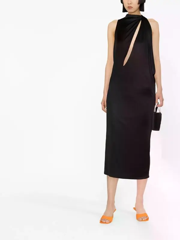 Versace Slashed Halterneck Midi Dress