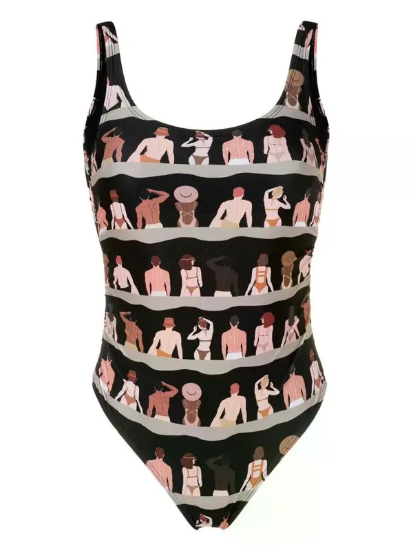 AMIR SLAMA Graphic-print One-piece Swimsuit - Black