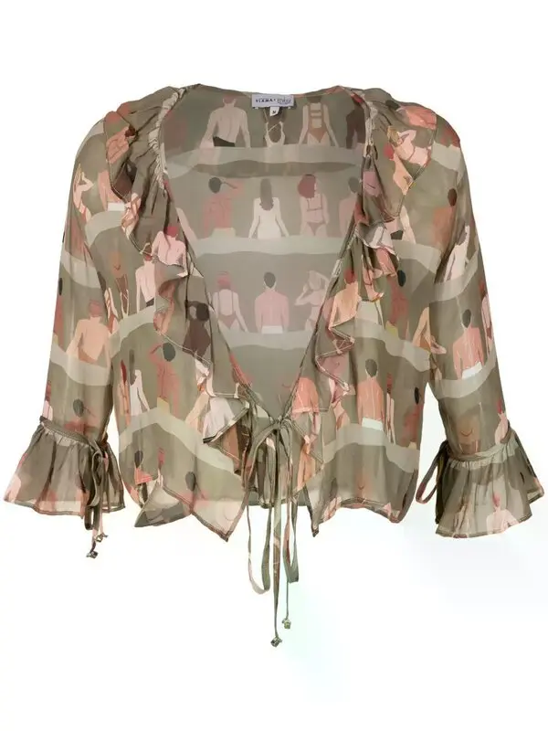 AMIR SLAMA Swimmer-print Silk Blouse