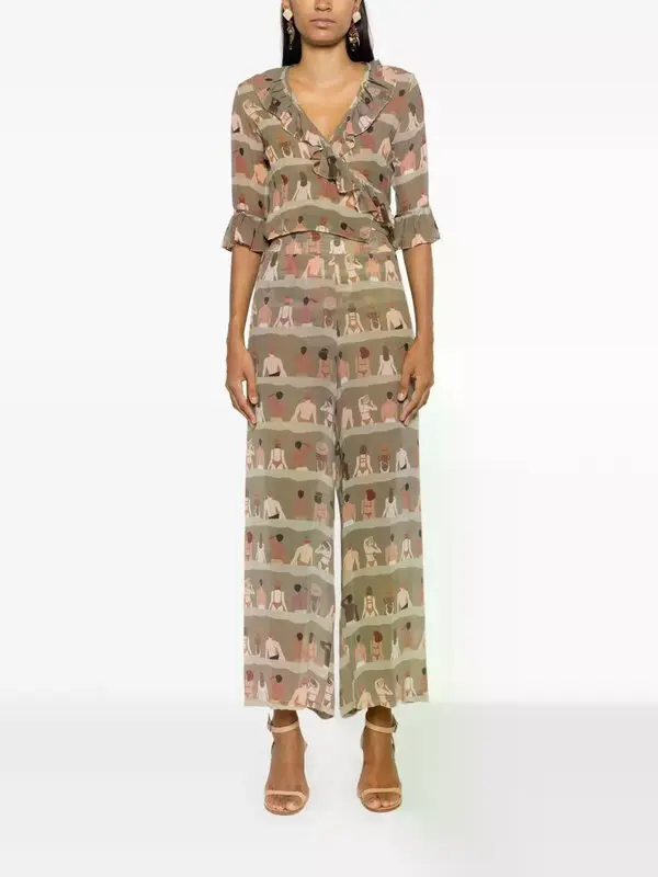 AMIR SLAMA Swimmer-print Silk Blouse