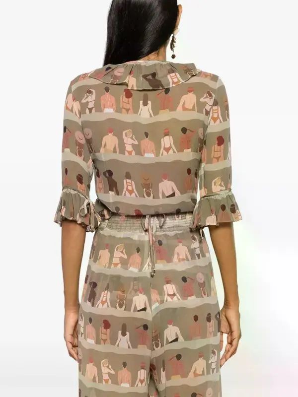 AMIR SLAMA Swimmer-print Silk Blouse