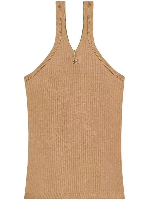 COURREGES Logo-embroidered Ribbed Tank Top