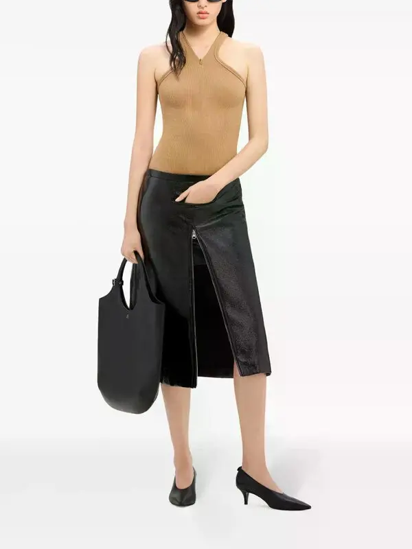 COURREGES Logo-embroidered Ribbed Tank Top