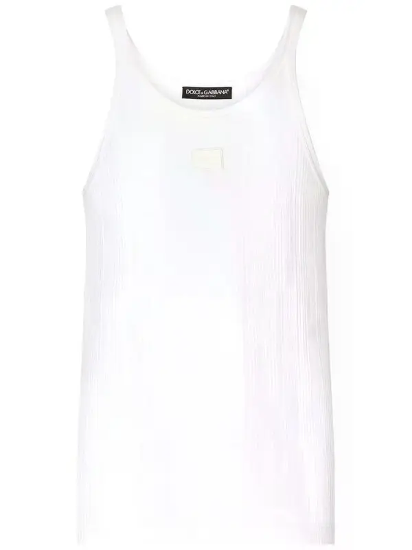 Dolce & Gabbana Logo Plaque Ribbed Tank Top