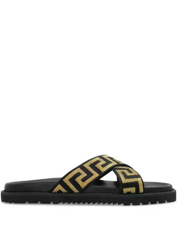 Versace Greca Embellished Slides