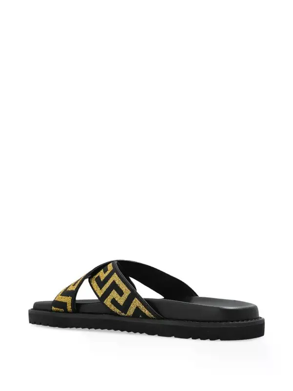 Versace Greca Embellished Slides