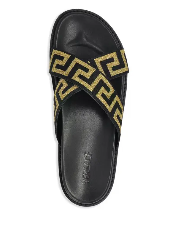 Versace Greca Embellished Slides