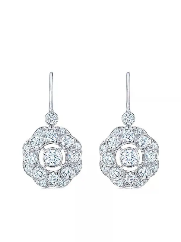 Kwiat 18kt White Gold Diamond Splendor Layered Cluster Drop Earrings - Silver