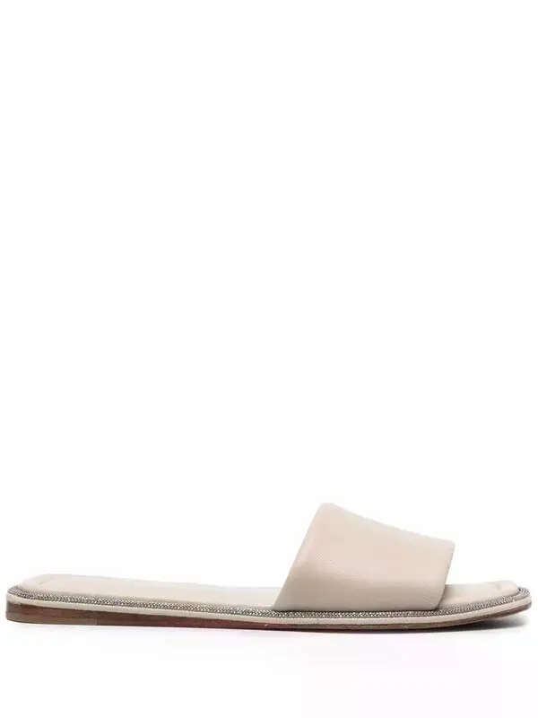 Brunello Cucinelli Monili-embellished Leather Slides