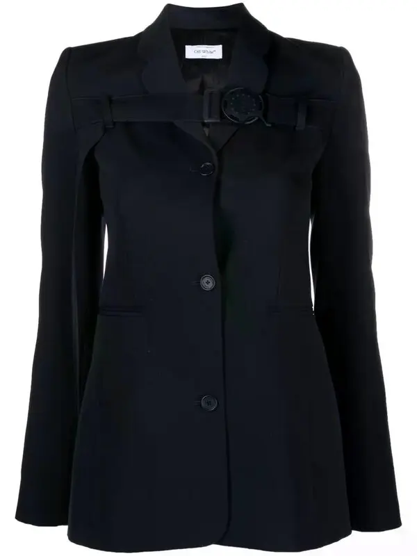 Off-White Buckled Virgin Wool Blazer