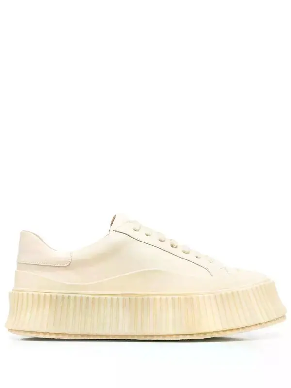 JIL SANDER Panelled Low-top Leather Sneakers - Neutrals