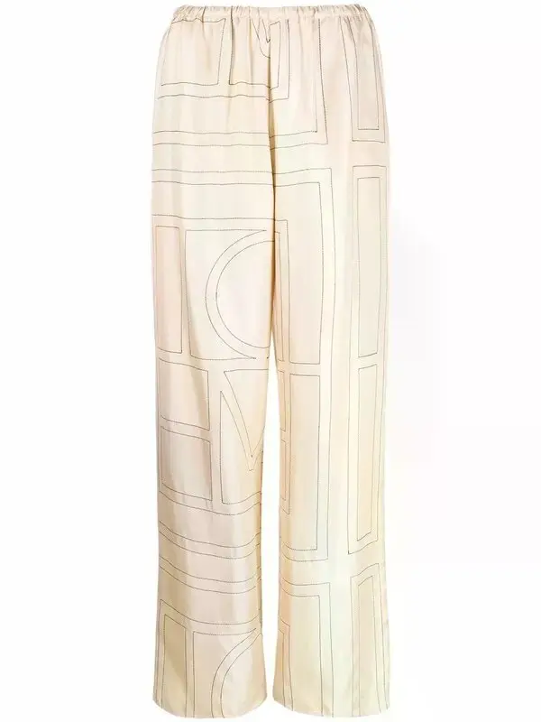 TOTEME Monogram Silk Pyjama Trousers - Neutrals