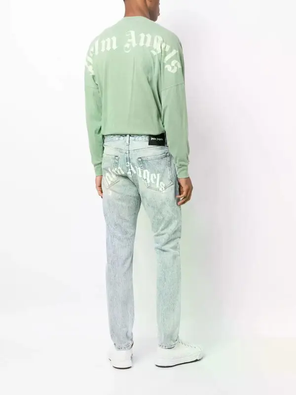 Palm Angels Curved-logo Print Straight Leg Jeans