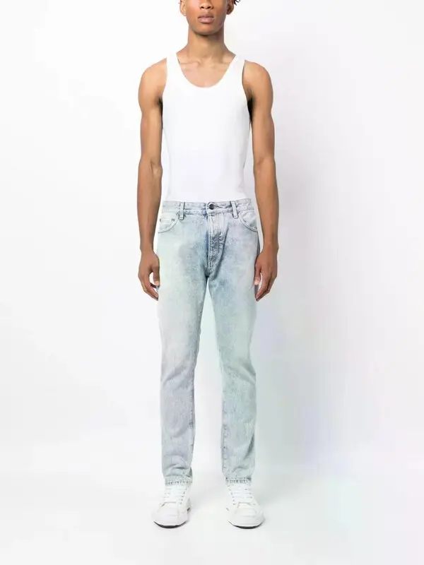 Palm Angels Curved-logo Print Straight Leg Jeans