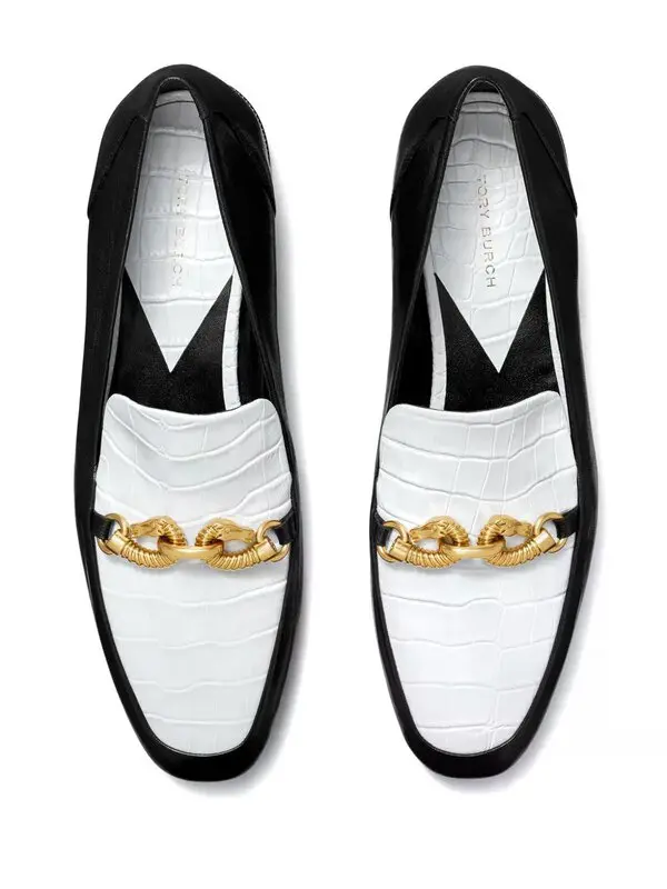 Tory Burch Jessa Embossed Crocodile Effect Leather Loafers