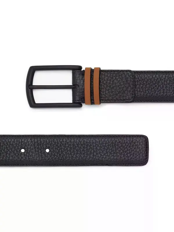 Zegna Stripe-detail Leather Belt